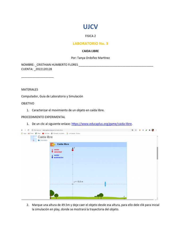 Física: Experimento de Caída Libre | PDF