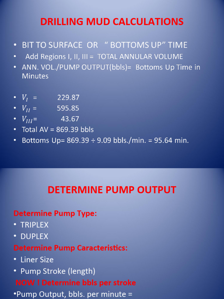 Pump Output Calculations in Drilling | PDF | Teaching Methods ...