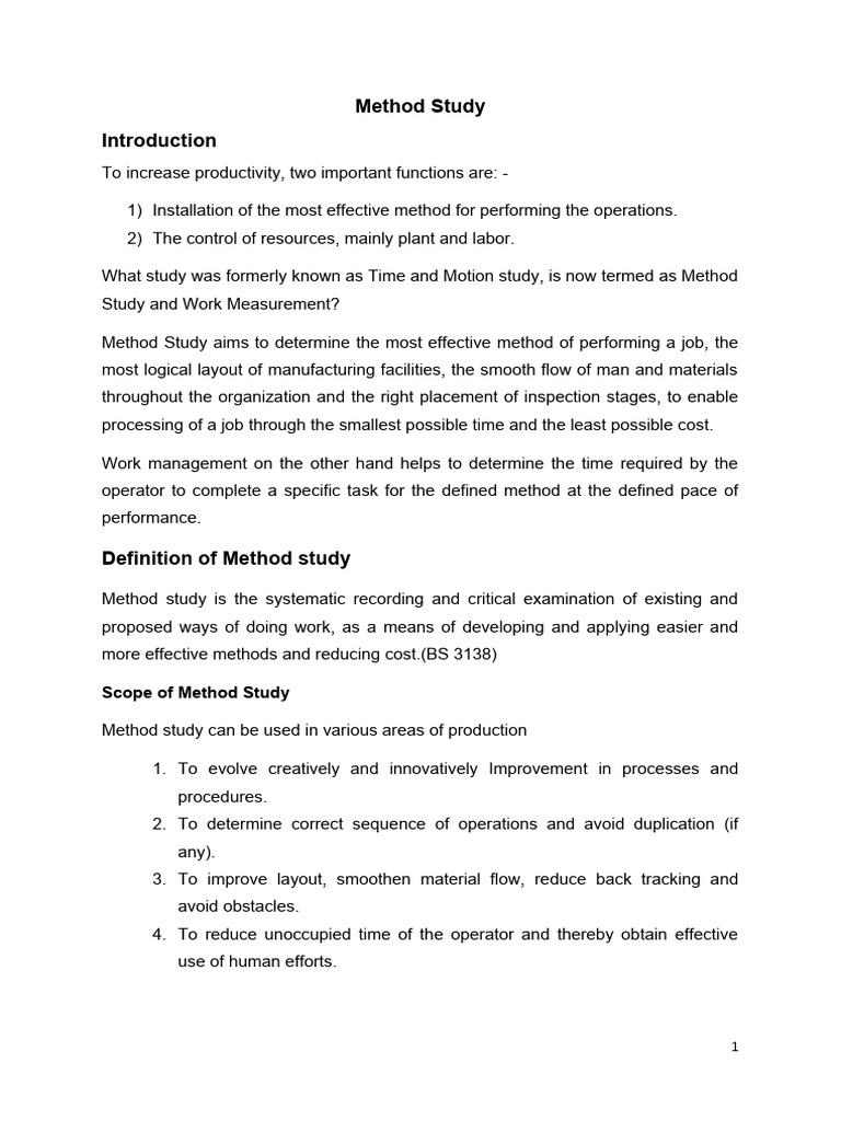 ProPerMan Hand Out 10 Method Study | PDF | Business | Economies