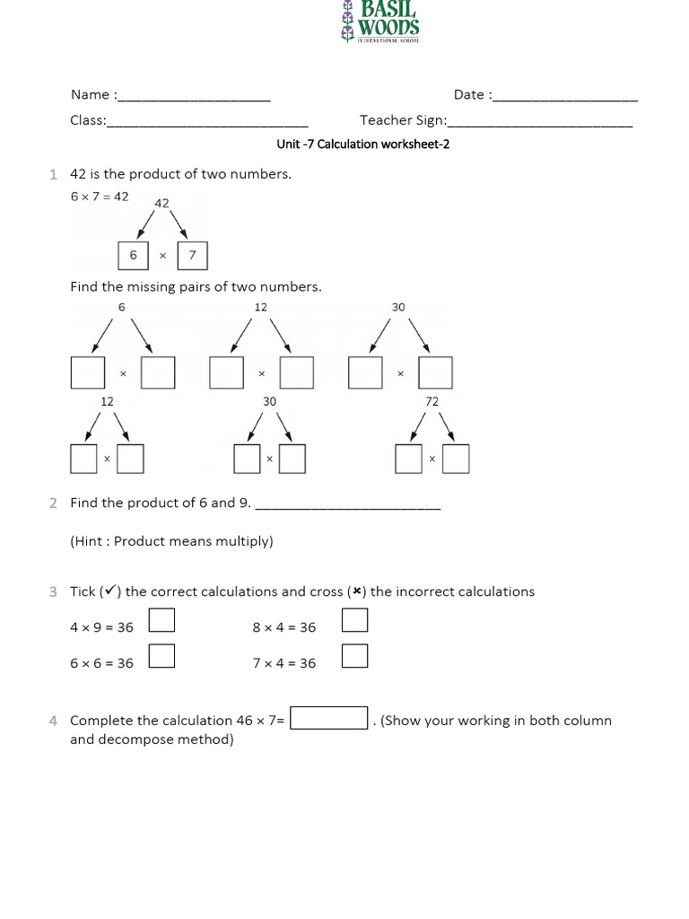 Multiplication and Division Practice Worksheet | PDF | Multiplication ...
