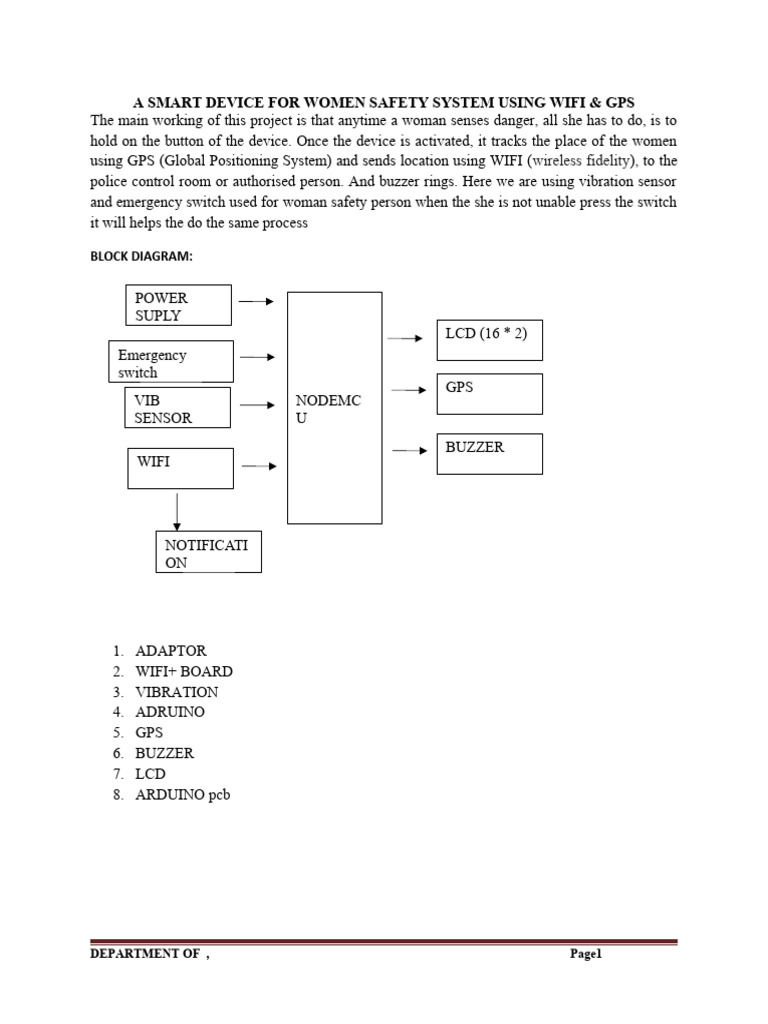 Iot Based Women Safety Pdf Rectifier Light Emitting Diode 