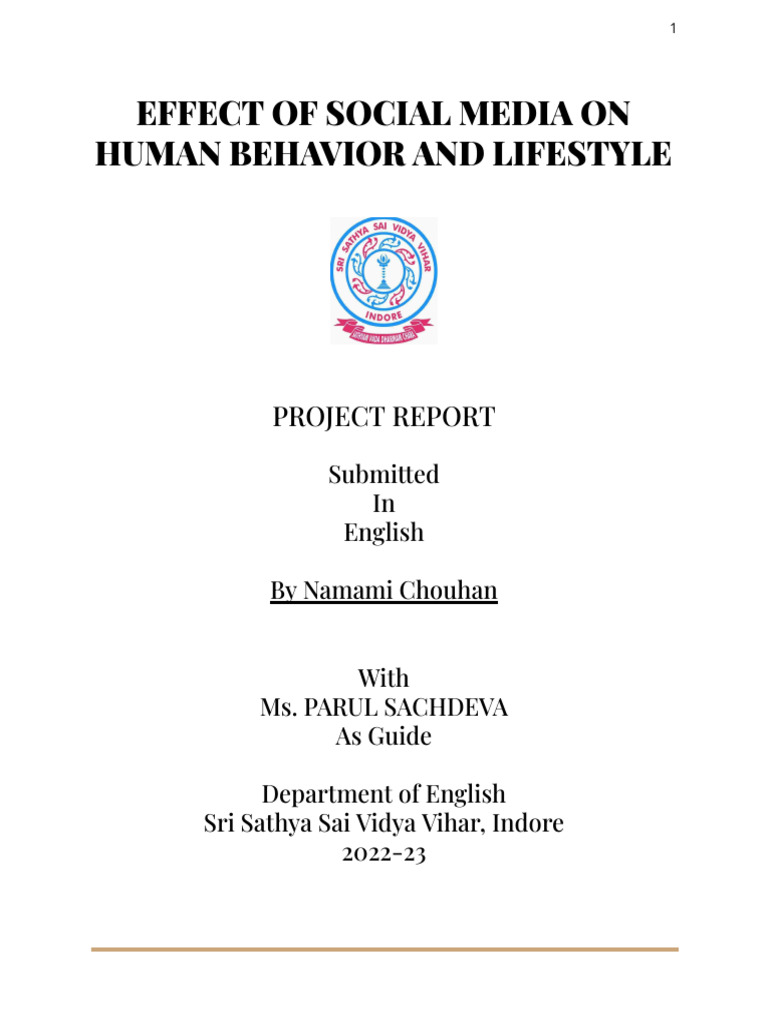 English Project Class 12 Report | PDF | Adolescence | Social Media