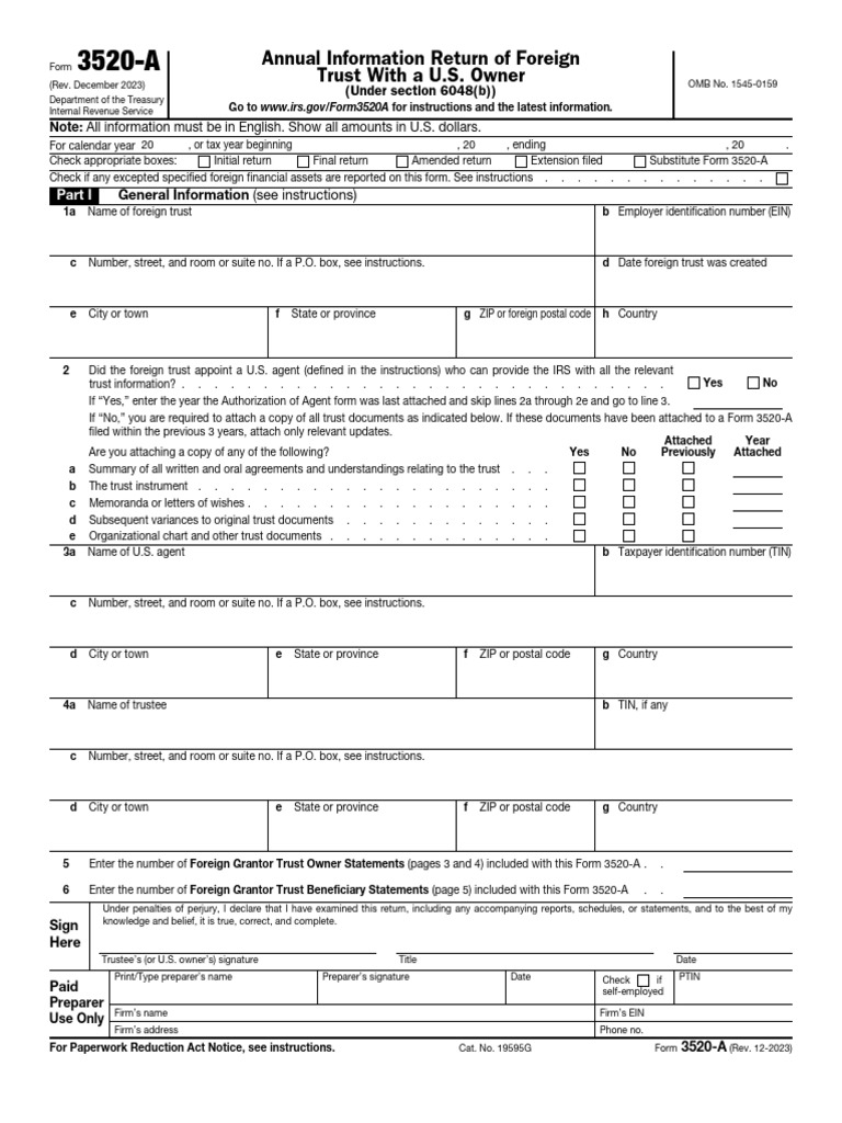 IRS Form 3520-A Instructions 2023 | PDF | Income | Balance Sheet