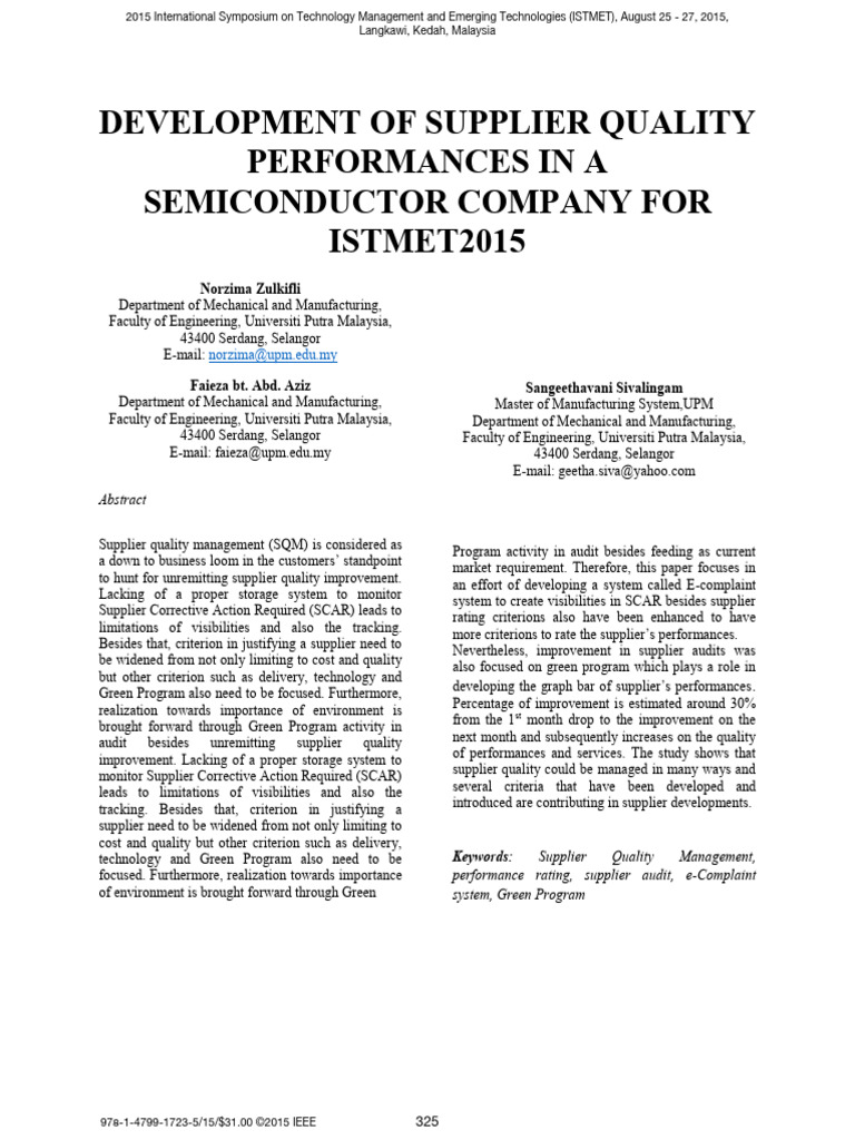 Enhancing Supplier Quality in Semiconductors | PDF | Supply Chain | Audit
