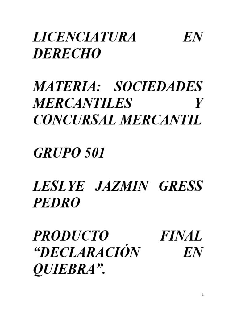 Act Final LJGP | PDF | Bancarrota | Insolvencia