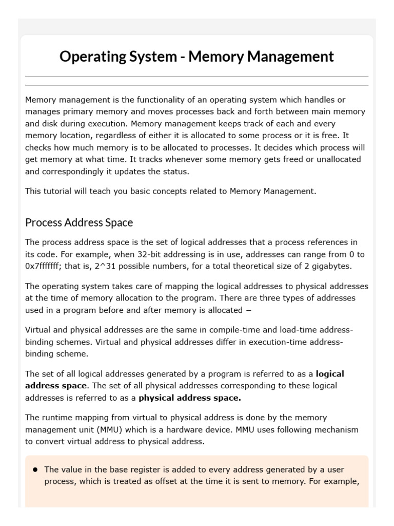 3.1. Operating System - Memory Management | PDF | Library (Computing ... 3.1. Operating System - Memory Management | PDF | Library (Computing ...