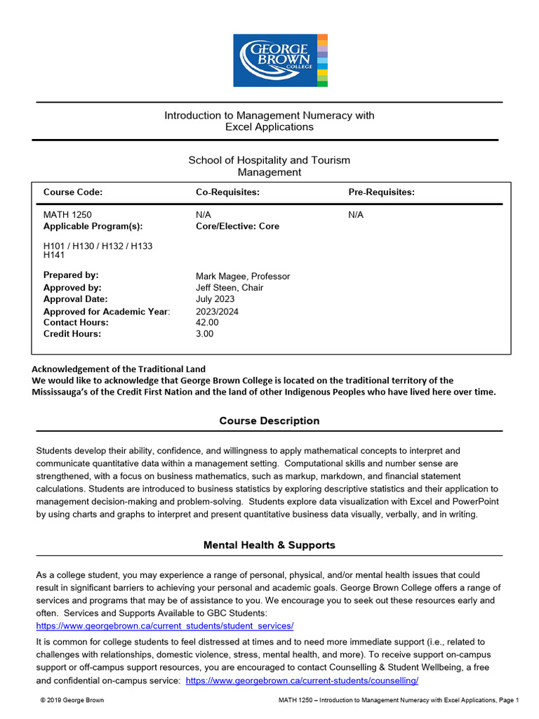 Course Outline - MATH 1250 - 202302 | PDF | Communication | Information