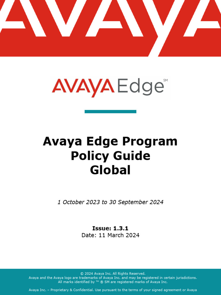 2024 Avaya Edge Program Policy Guide v1.3.1 March 2024 | PDF | Sales ...