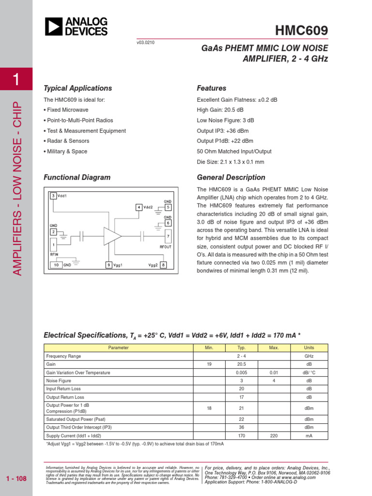 HMC 609 Chips | PDF | Amplifier | Electronic Engineering