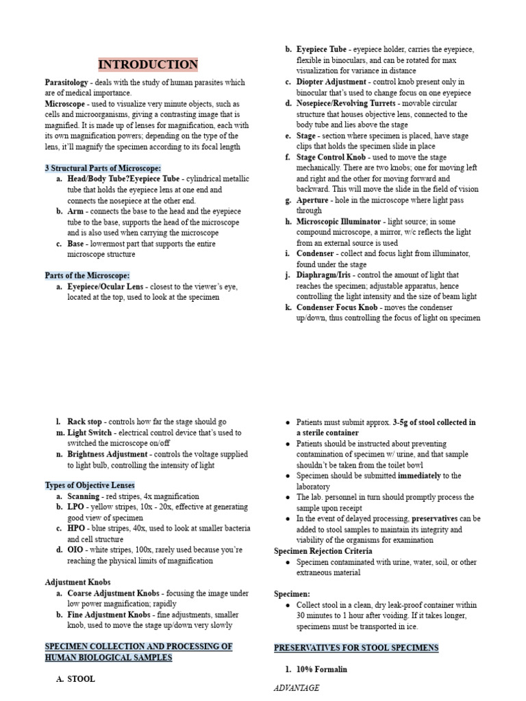 Parasitology Lab Transes | PDF | Staining