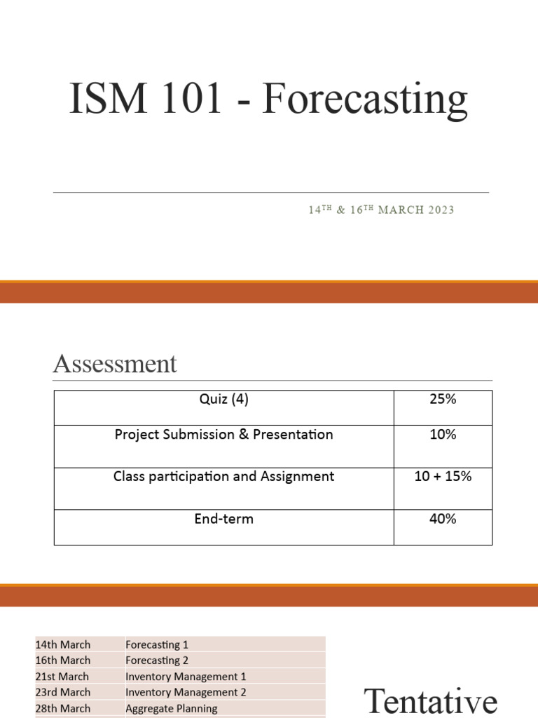 ISM 101 - Forecasting (14th & 16th March 2023) | PDF | Errors And ...