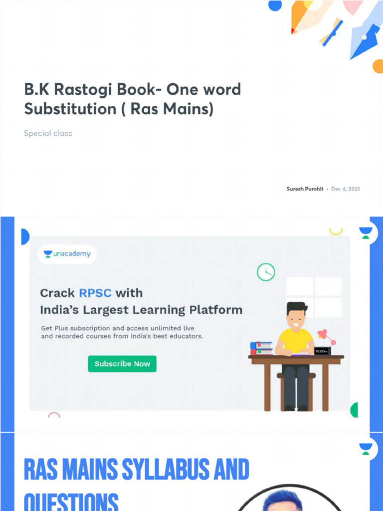 BK Rastogi Book One Word Substitution Ras Mains No Anno | PDF