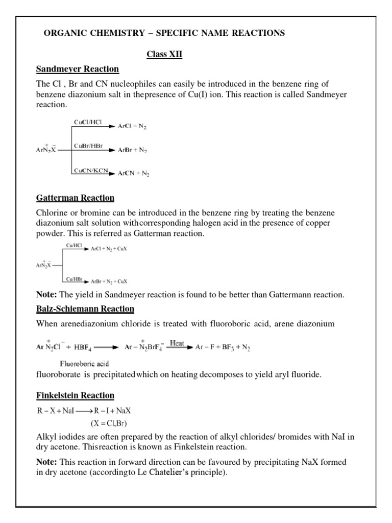 naming reactions organic chemistry | PDF | Amine | Aldehyde