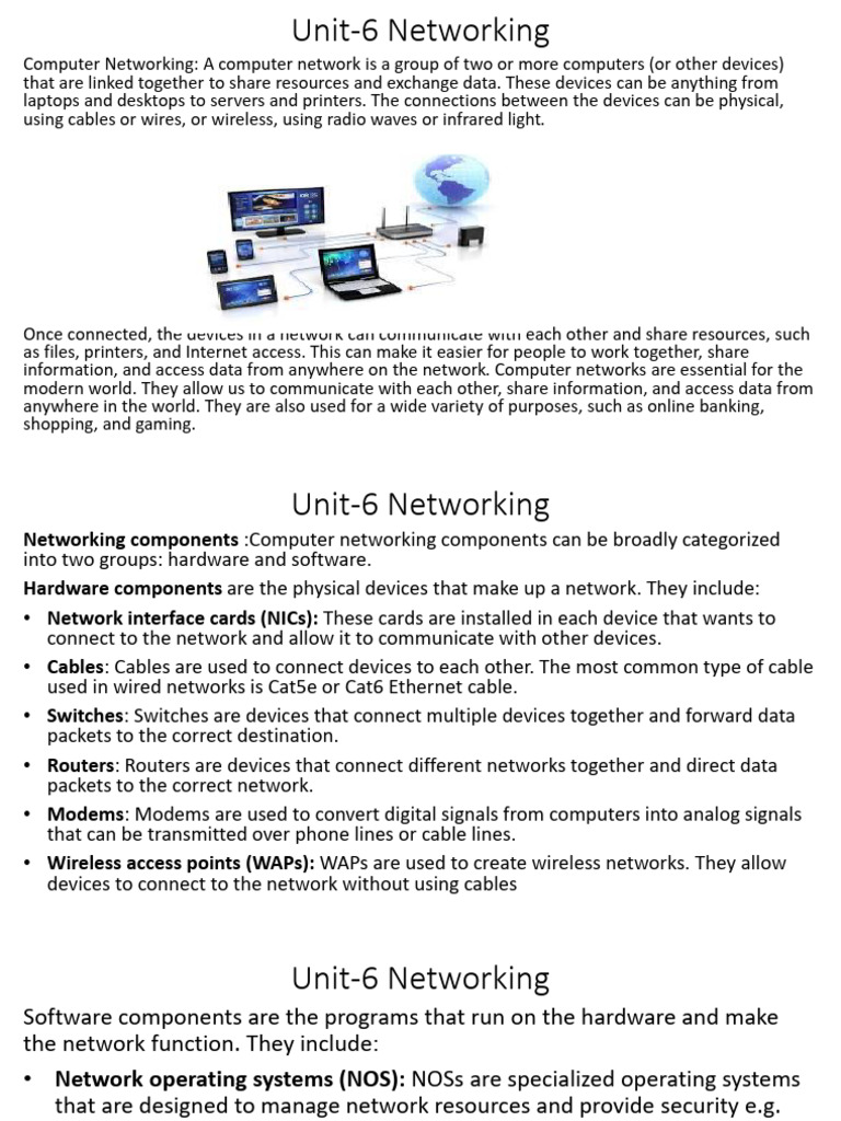 Unit 6 Networking | Download Free PDF | Computer Network | Local Area Network