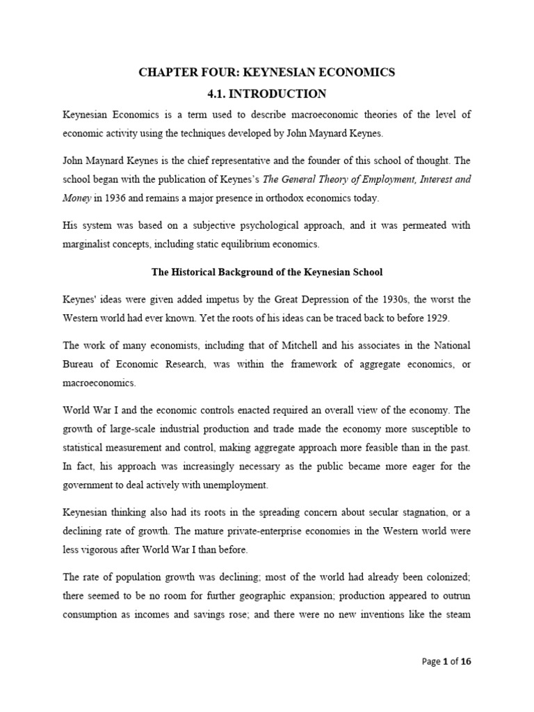 Thought II ch-4 Lecture Note | PDF | Economics | Keynesian Economics
