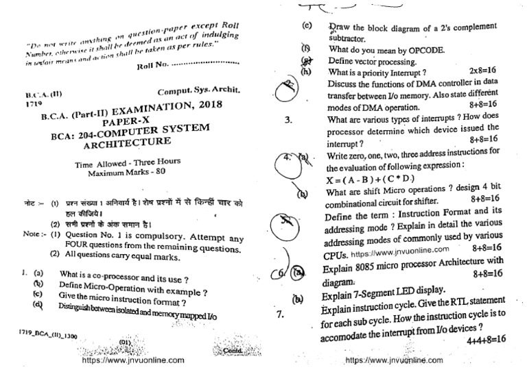 Bca Part 2 Computer System Architecture 1719 2018 | PDF