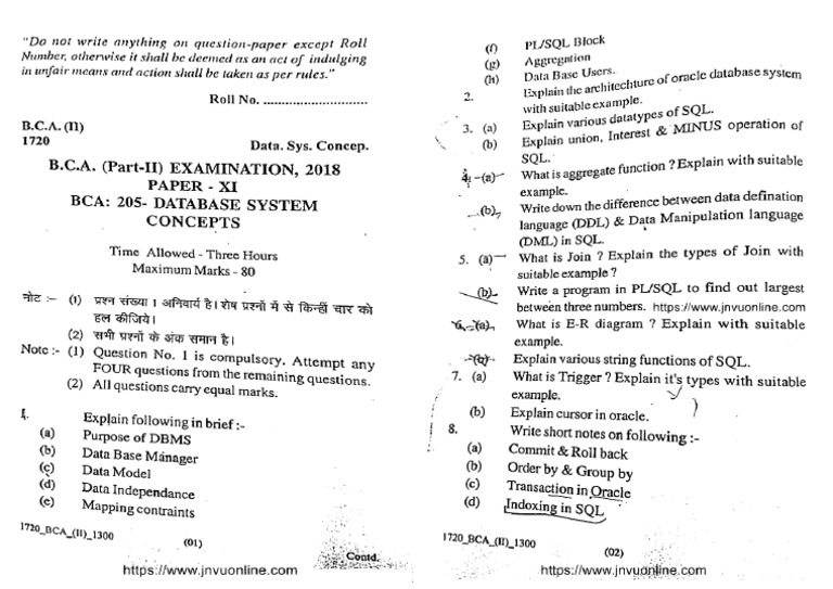 Bca Part 2 Database System Concepts 1720 2018 | PDF