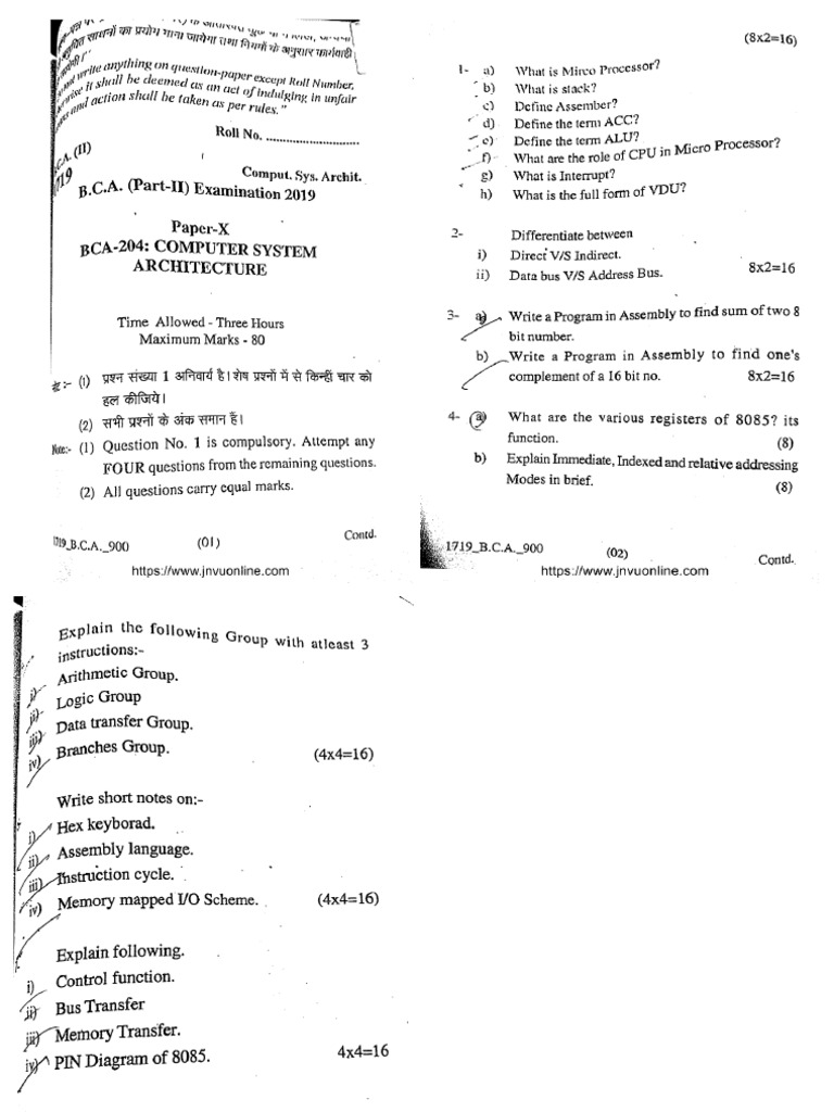 Bca Part 2 Computer System Architecture 1719 2019 | PDF