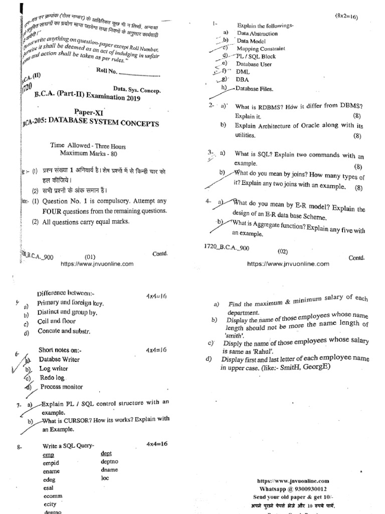 Bca Part 2 Database System Concepts 1720 2019 | PDF