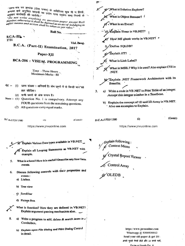 Bca Part 2 Visual Programming 1721 2017 | PDF