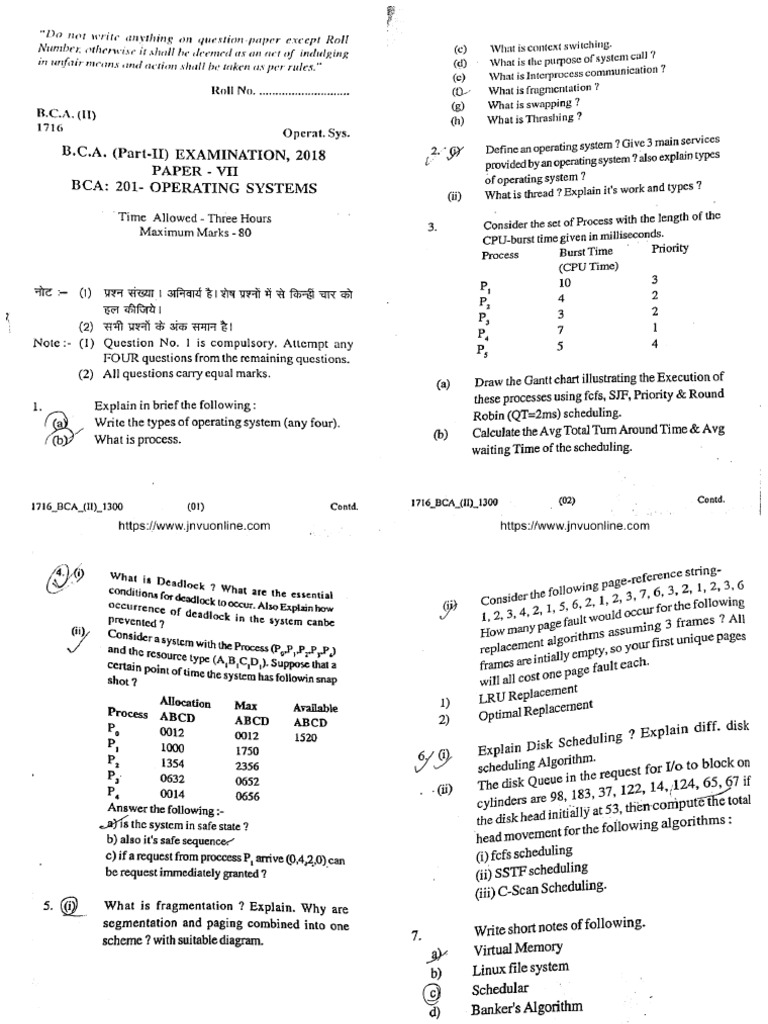 Bca Part 2 Operating Systems 1716 2018 | PDF