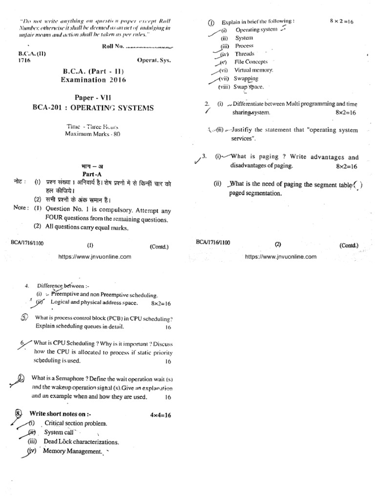 Bca Part 2 Operating Systems 1716 2020 | PDF