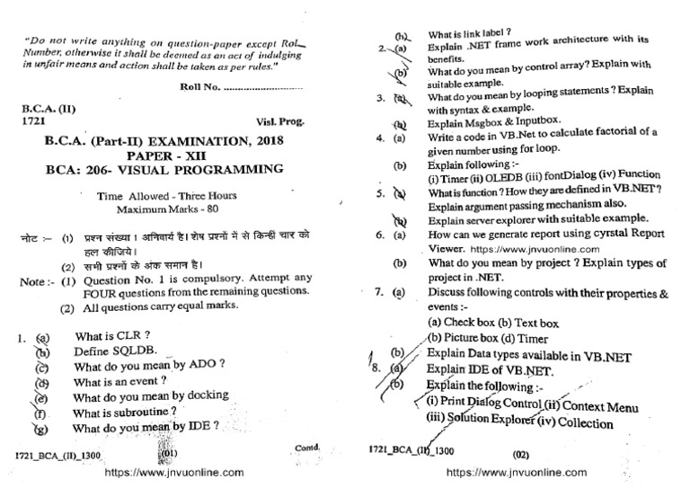 Bca Part 2 Visual Programming 1721 2018 | PDF