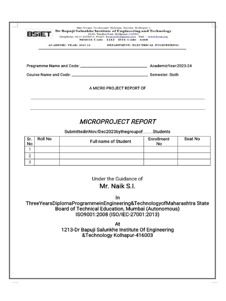 ETE Micro-project Format | PDF