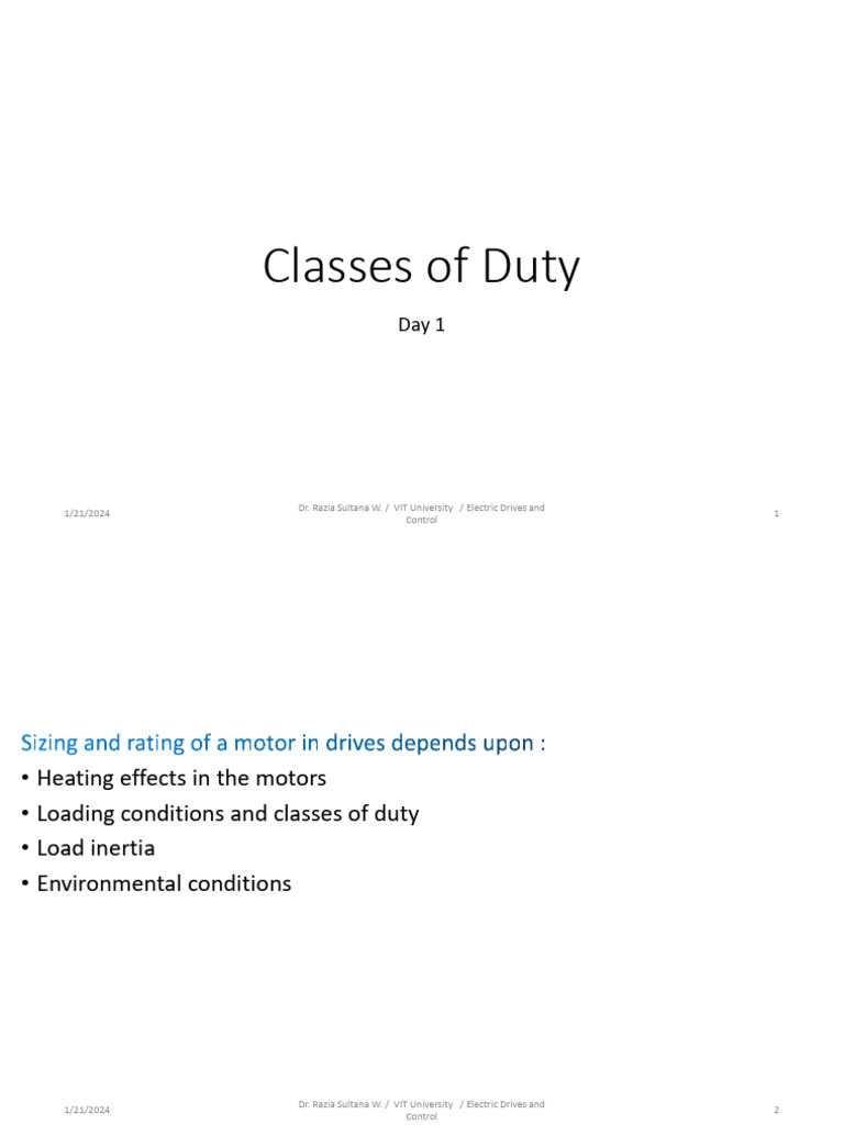 2-Classes of Duty-12-01-2024 | PDF | Electric Motor | Temperature