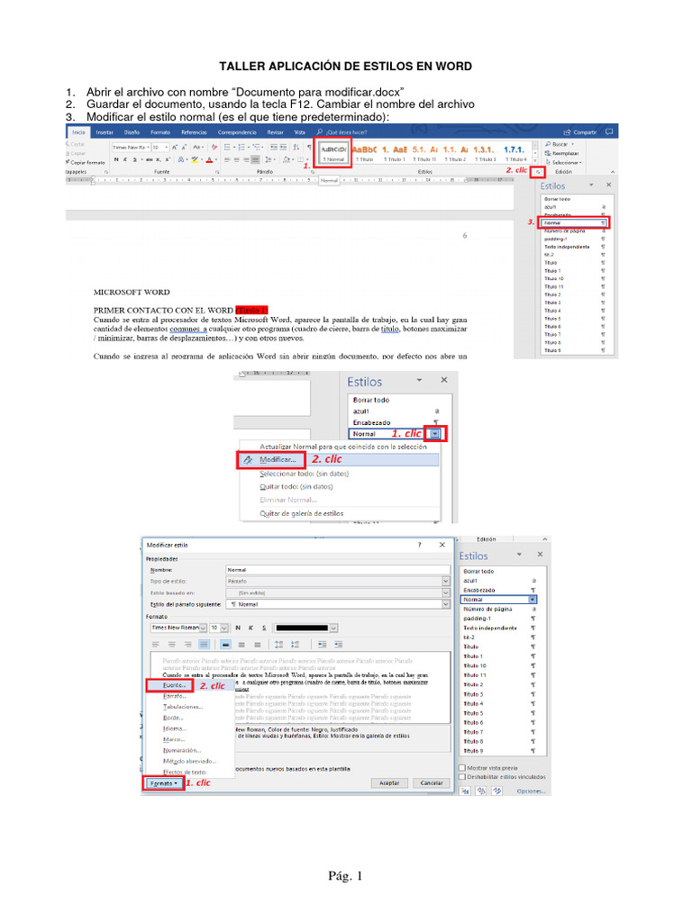 Taller Aplicación de Estilos en Word 97-2003 | PDF | Microsoft Word | Informática