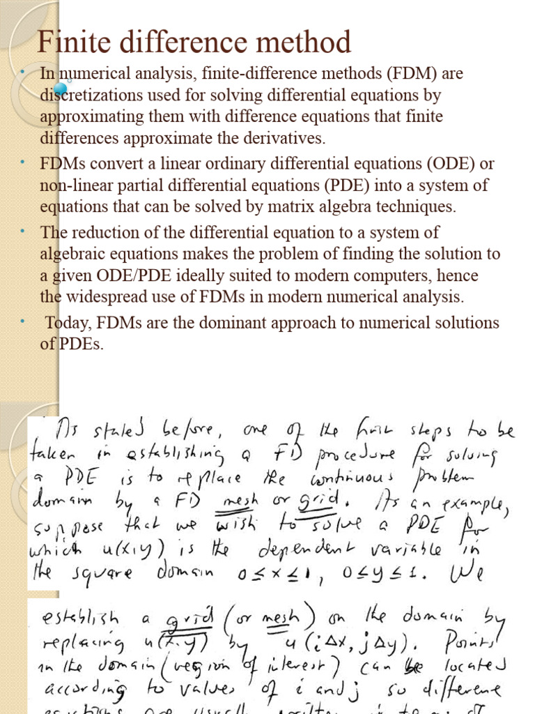 Finite Difference Method Guide | PDF | Numerical Analysis | Computational Science