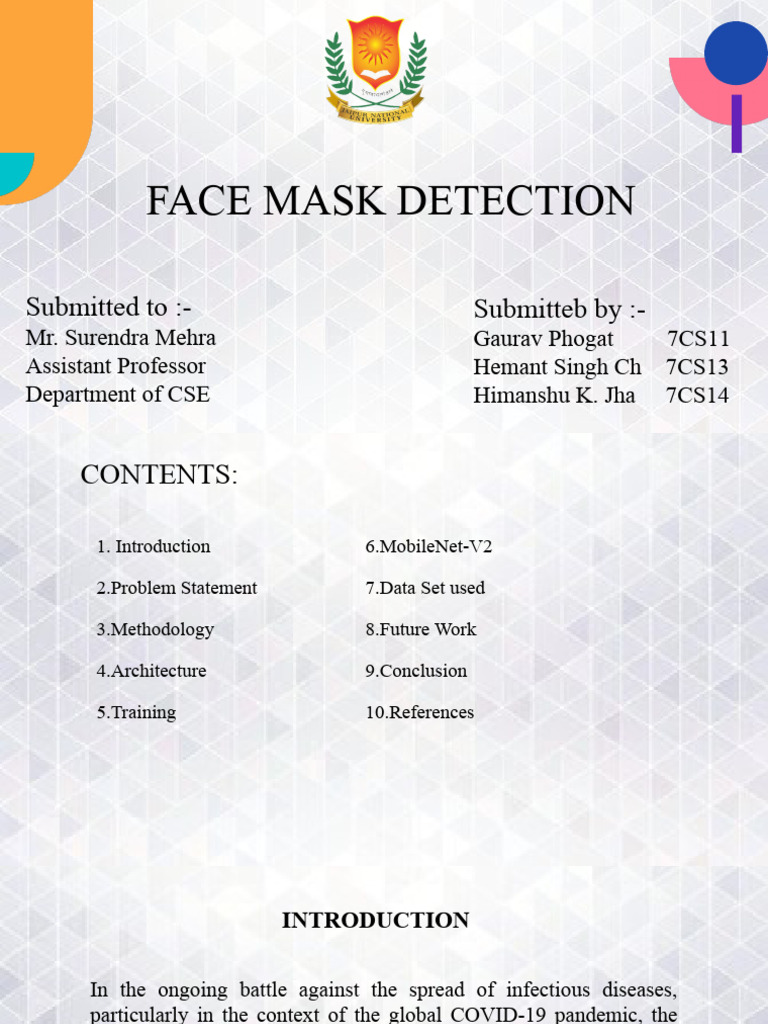Face Mask Detection Project | PDF | Computational Neuroscience | Applied Mathematics