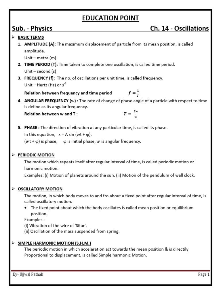 Understanding Oscillations in Physics | PDF | Oscillation | Frequency