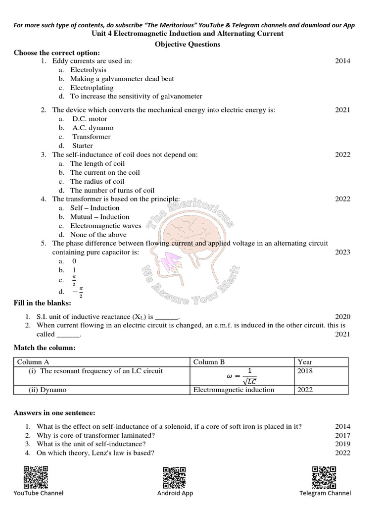 EMI & AC PYQs MP | PDF | Inductance | Inductor