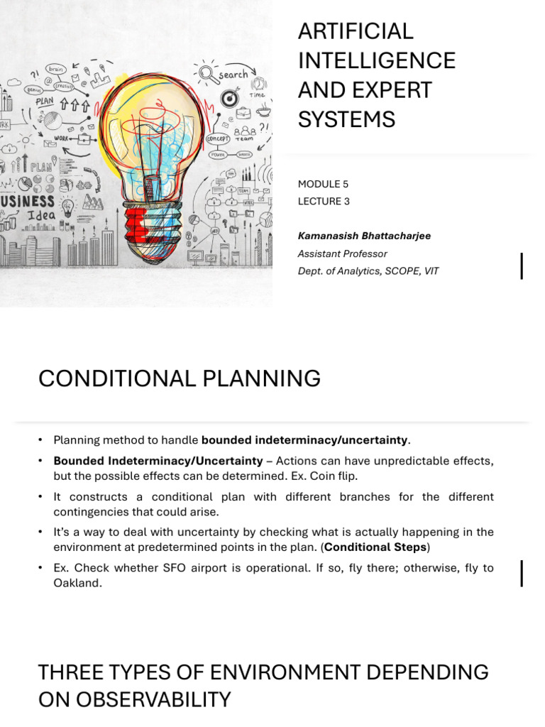 24-Module 5 - Conditional Planning-15!03!2024 | PDF | Determinism | Robot