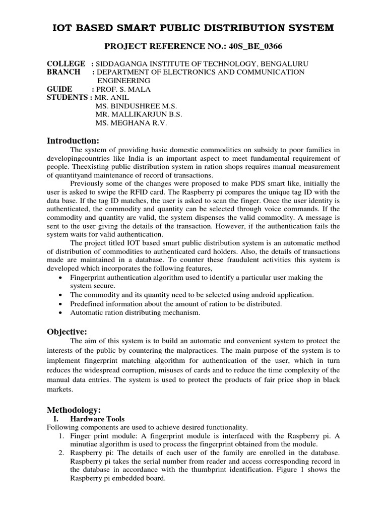 Iot Based Smart Public Distribution System | PDF | Fingerprint ...