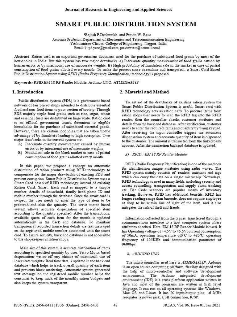 Smart Public Distribution System | PDF | Radio Frequency Identification ...