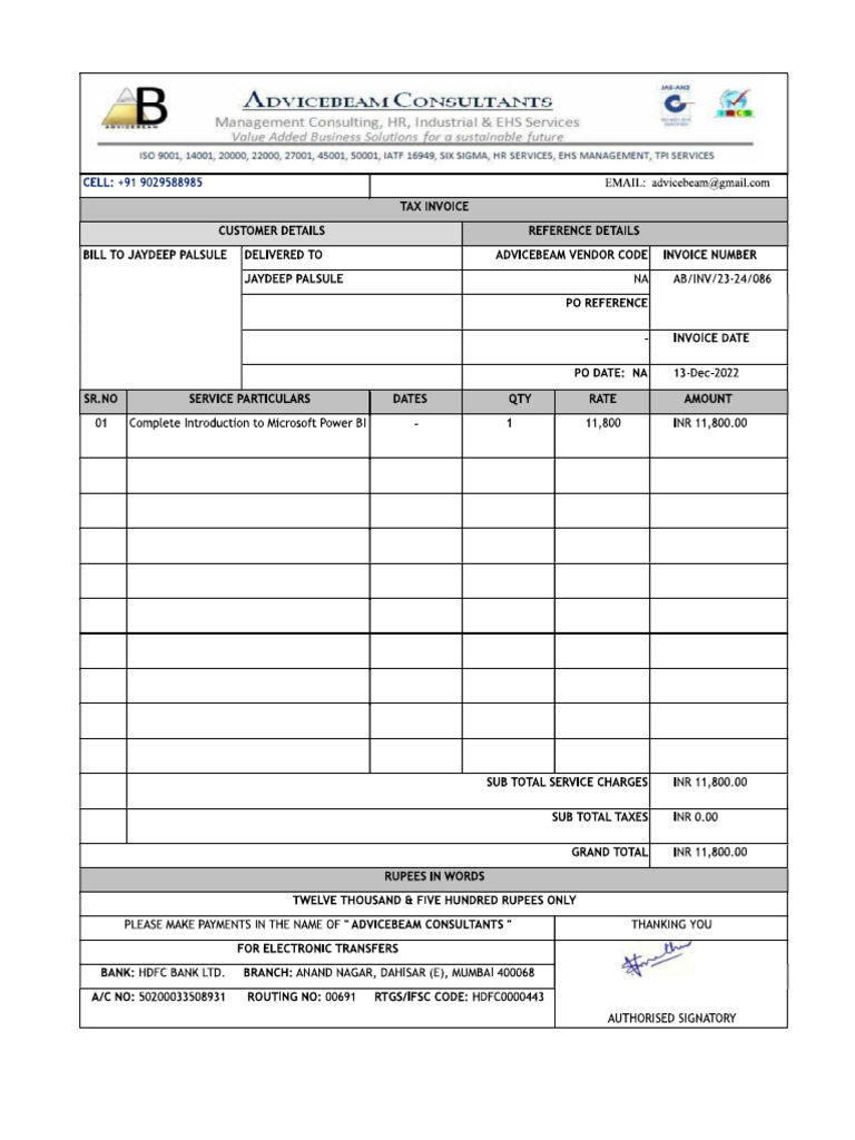 Power BI - Tax Invoice | PDF