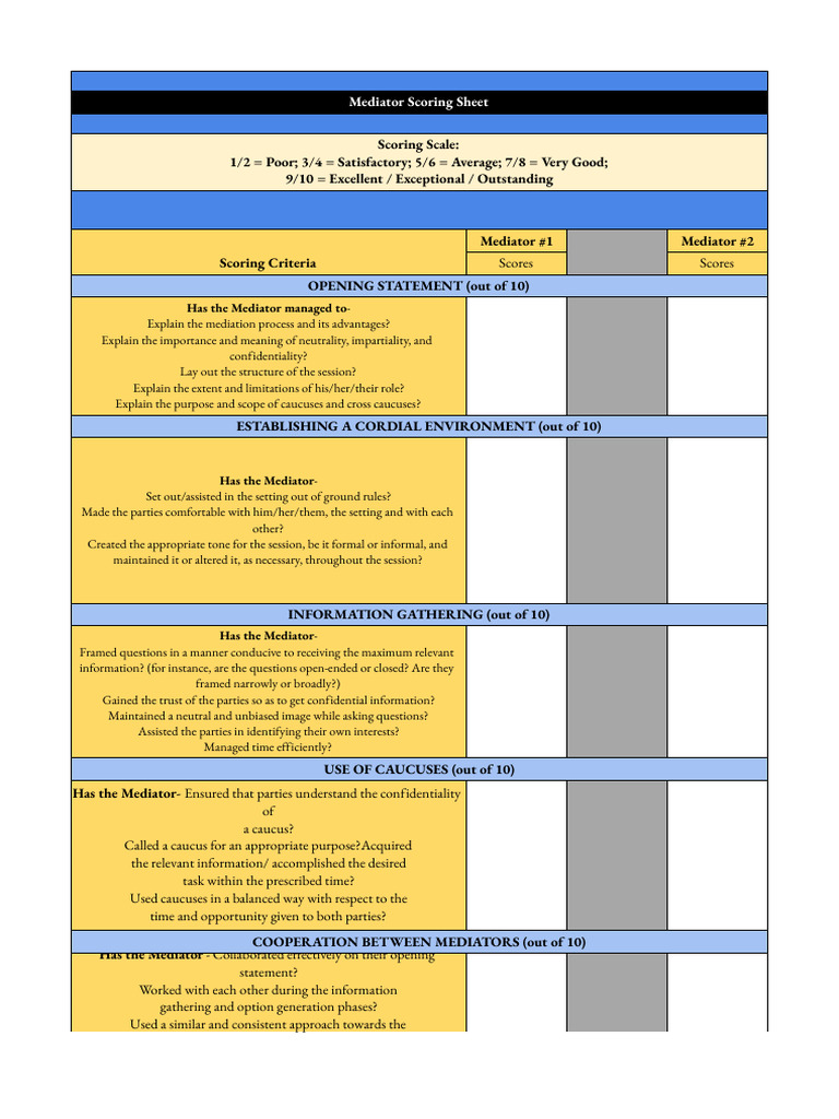Mediator Evaluation Criteria Guide | PDF | Mediation | Social Psychology