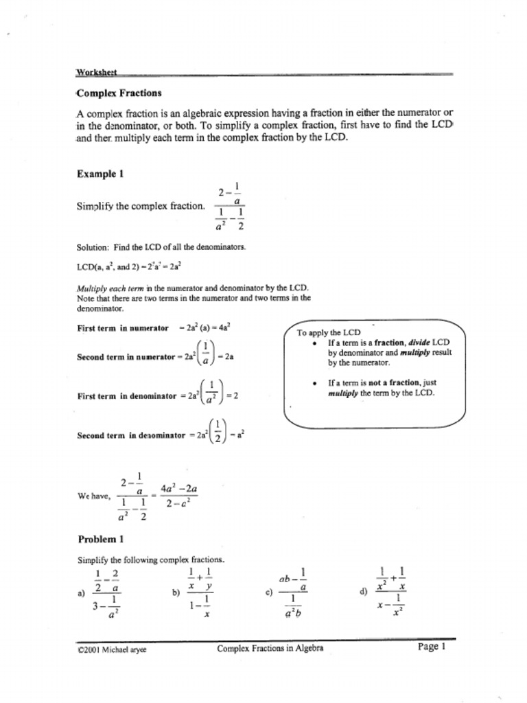 Lwtech Learning Lab Math Complex Fractions | PDF