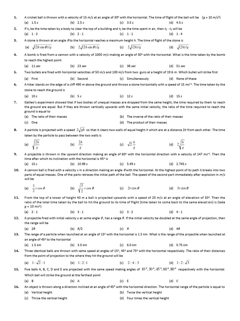 Projectile Motion - 1 | PDF | Projectiles | Flight