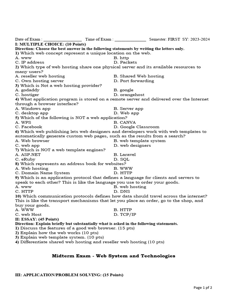 scweb system midterm | PDF | World Wide Web | Internet & Web