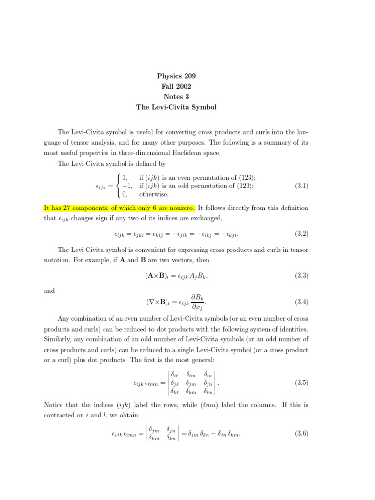 An Short And Simple Intro To Index Notation Pdf Tensor Applied Mathematics 5696
