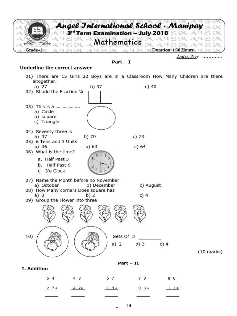 Angel International School - Manipay: Mathematics | PDF | Mathematics