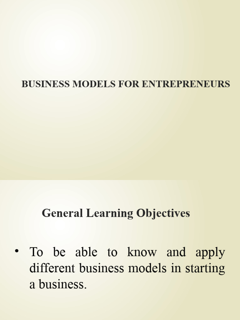 Business Models for Entrepreneurs | PDF | Entrepreneurship | Franchising
