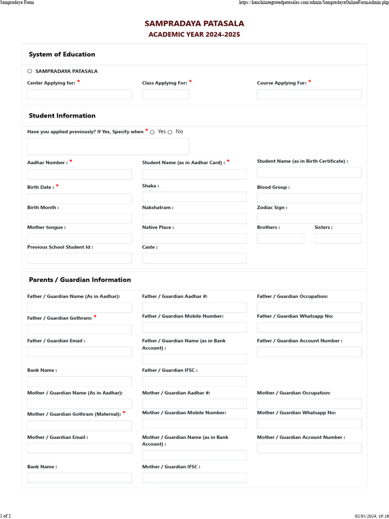 Sampradaya Application Form | PDF