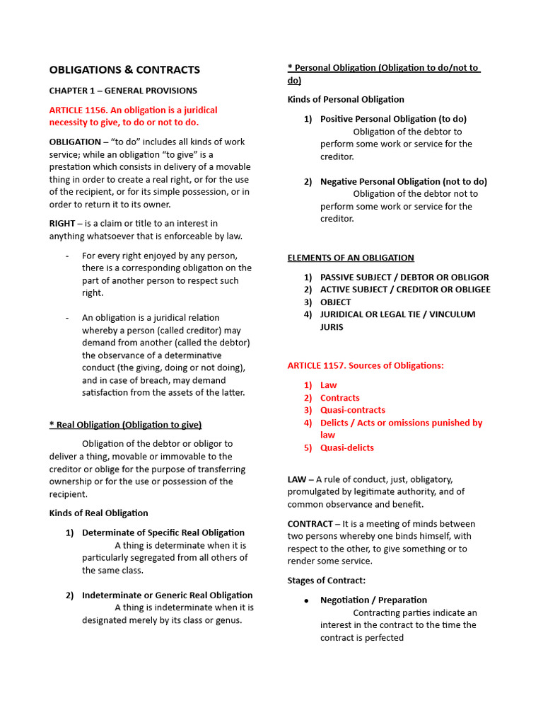 Obligation and Contracts | PDF | Negligence | Law Of Obligations