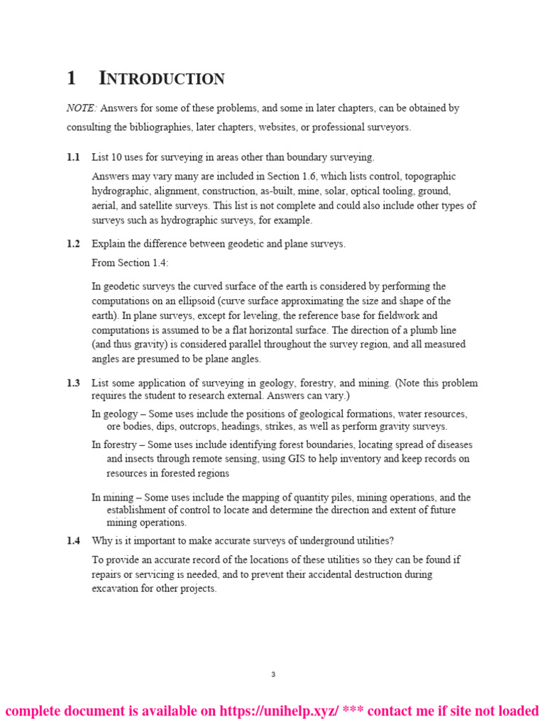 Solutions For Problems Elementary Surveying 16th Edition by Ghilani | PDF | Surveying | Geodesy