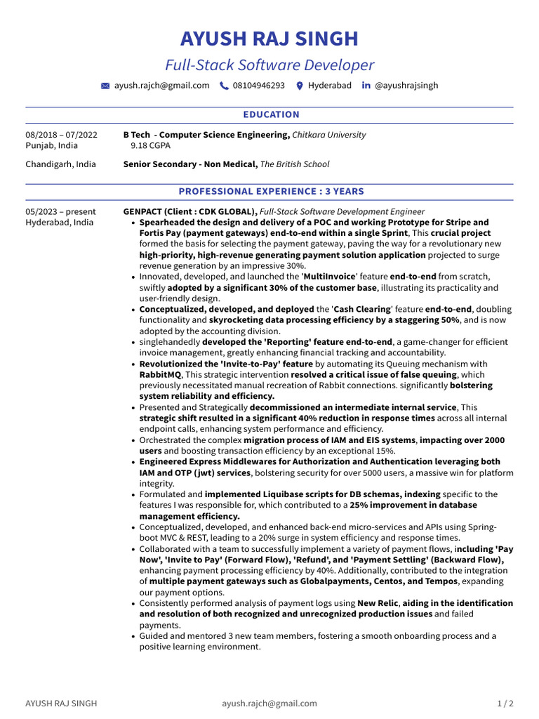 AYUSH RAJ SINGH FlowCV Resume 20240410 | Download Free PDF | Computing | Software Engineering