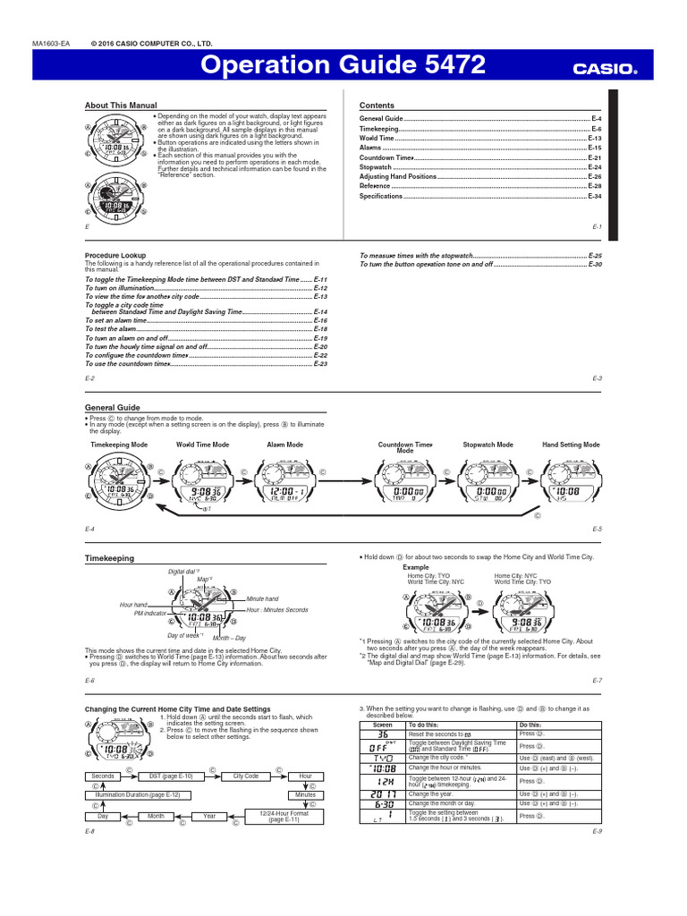 Casio AEQ 200W Module 5472 English | PDF | Spacetime